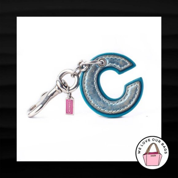 Coach | Accessories | Coach Initial Letter C Leather Blue Silver Key ...